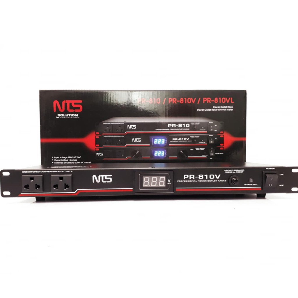 NTS PR-810V ปลั๊กไฟติดตู้แร็ก 10 ช่อง หน้า 2 ช่อง หลัง 8 ช่อง มี Volt Meter | Shopee Thailand