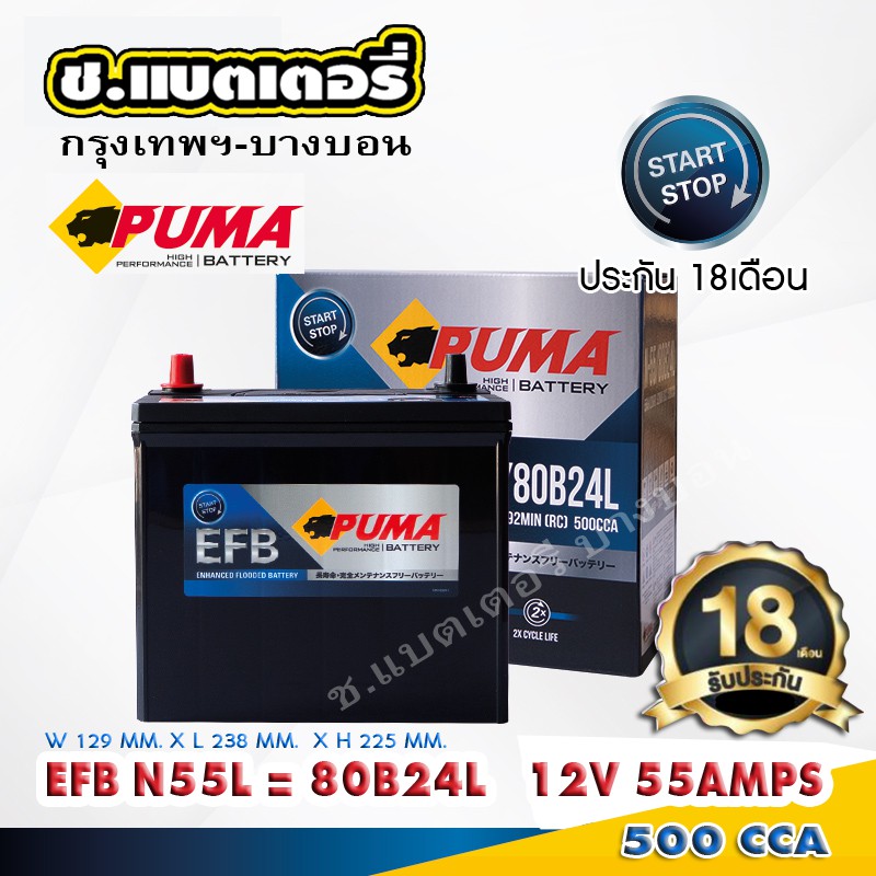 แบตเตอรี่ PUMA AGM & EFB | Shopee Thailand