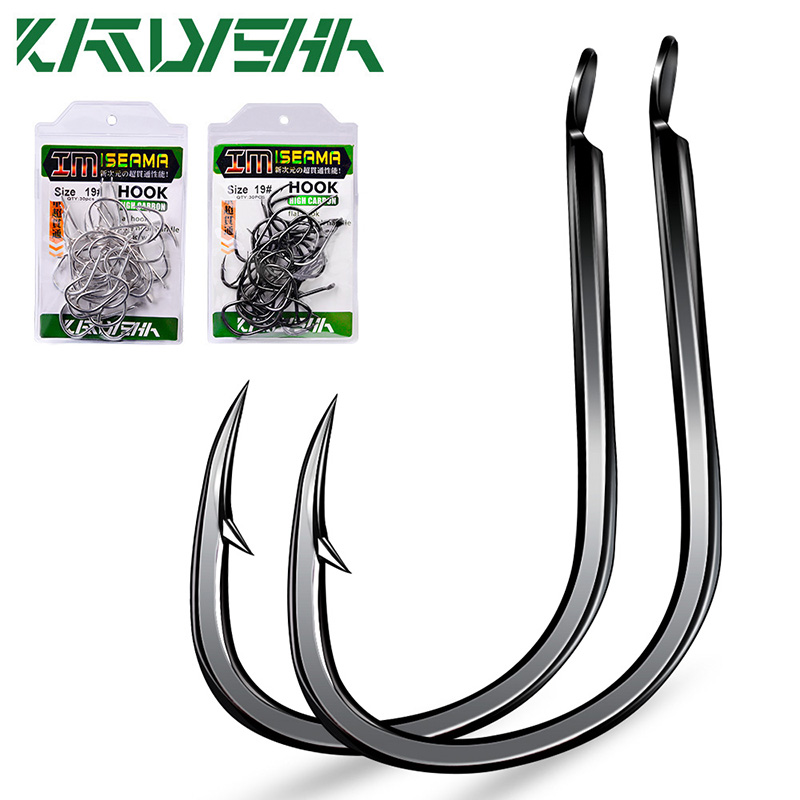KATYUSHA 30 Pack High Carbon Steel Offset Barb Fishhooks 11 #-20 # Flat ...