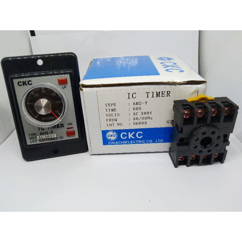 ทามเมอร์ AH2-Y 10S 30S 60S 30M 380VAC Power On Delay Timer พร้อมซ๊อกเก็ ...