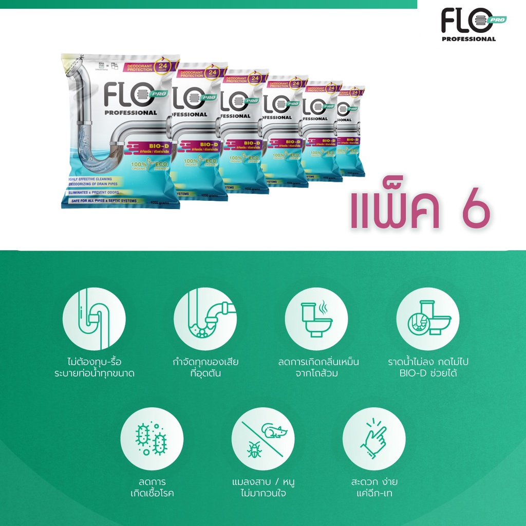 FLOPRO D หัวเชื้อจุลินทรีย์Premium สูตรเข้มข้นกว่าEM 600g. แก้ส้วมเหม็น ...