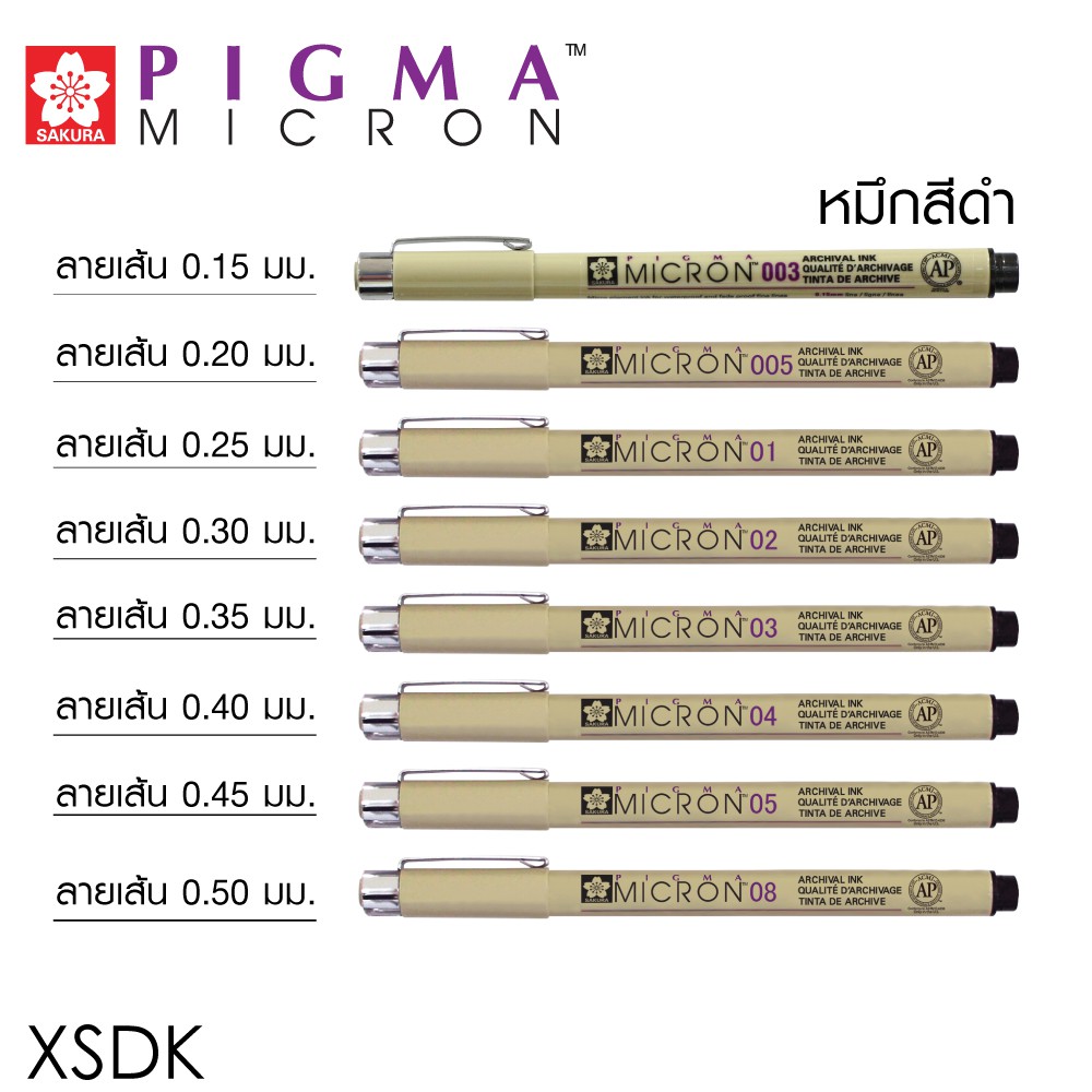 SAKURA (ซากุระ) ปากกาพิกม่า Pigma Pen SAKURA รหัส XSDK | Shopee Thailand