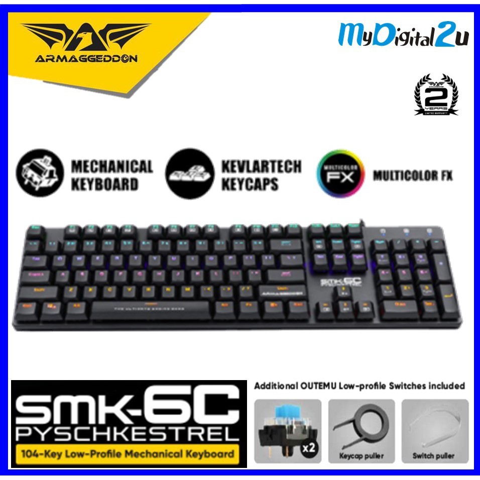 Armaggeddon SMK-6C Pyschkestrel Blue Switch คีย์บอร์ดแบบกลไก 104 คีย์ ...