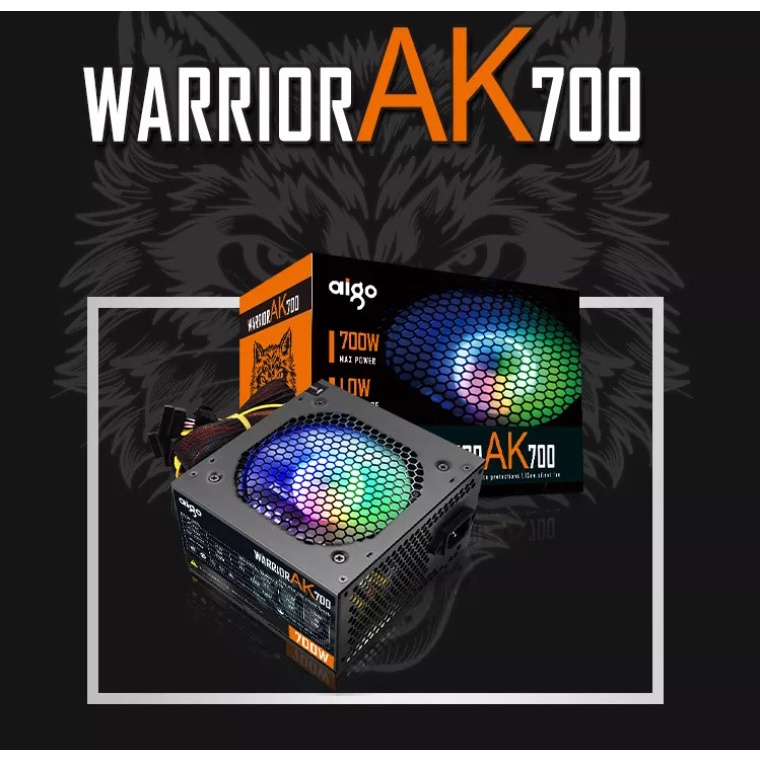 Aigo AK 700W PC PSU Power Supply Black Gaming Quiet 120mm rgb Fan 24pin 12V ATX Desktop computer ...