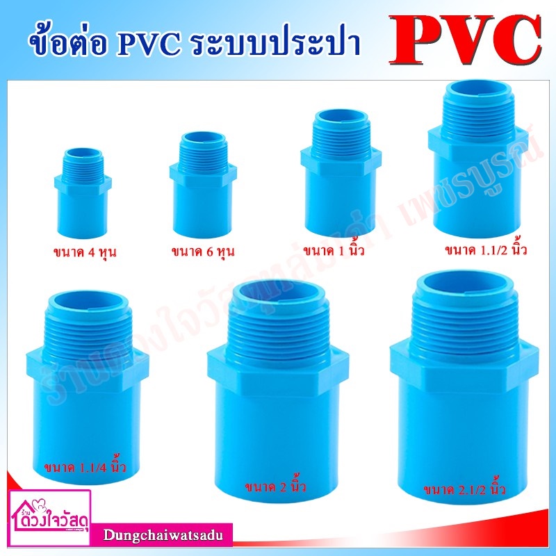 รวมข้อต่อ PVC สีฟ้า สำหรับระบบประปาต่อตรงเกลียวนอก/เกลียวใน/สามทาง/ข้อ ...