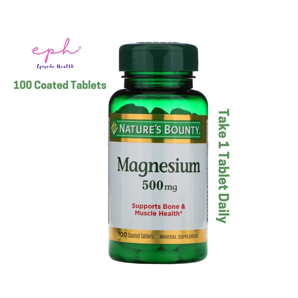 Nature's Bounty Magnesium 500 mg 100,200 Coated Tablets แมกนีเซียม 500 ...