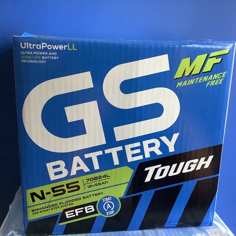 แบตเตอรี่ GS battery N55 MF 12V 55 แอมป์ 70B24L สำหรับรถ Start Stop โดย ...