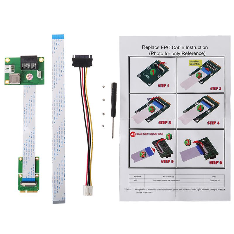 R* อะแดปเตอร์การ์ดไรเซอร์ PCIe PCI-E x1 เป็น Mini PCIe mPCIe 90 องศา 1 ...