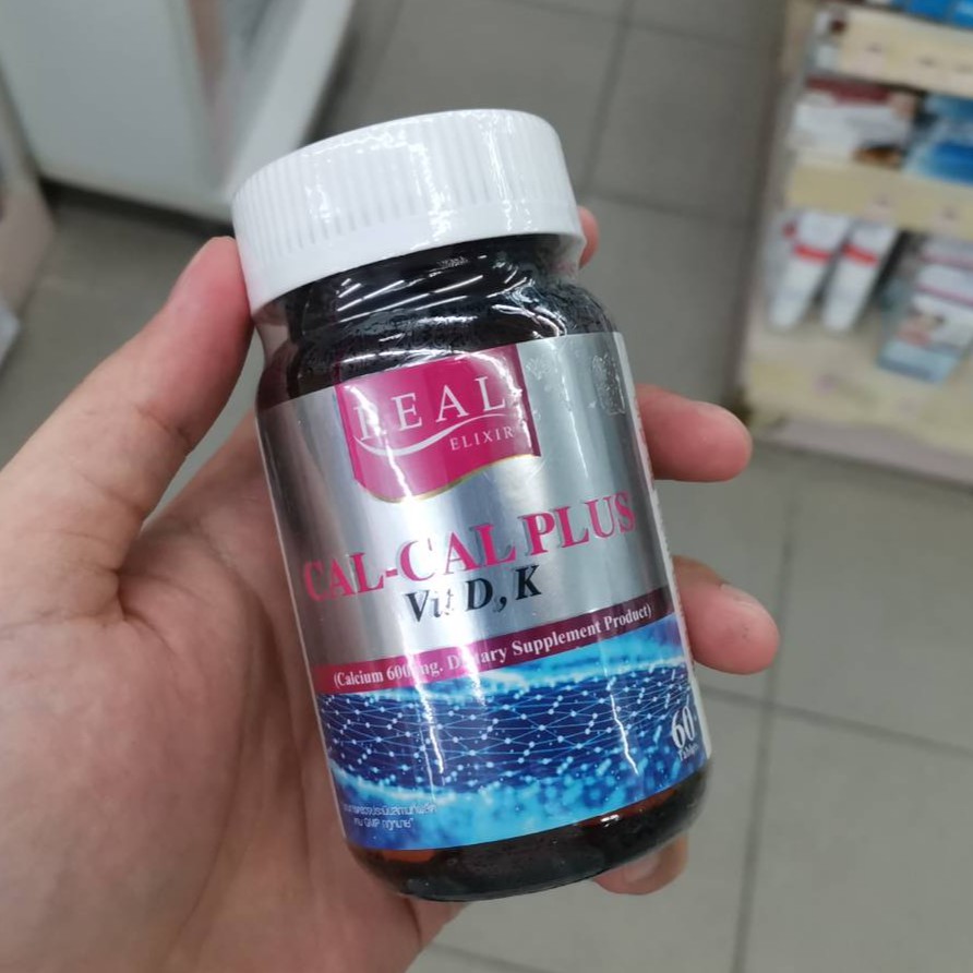 Real Elixir Calcium Cal-Cal Plus Vit D,K 30,60 เม็ด/กระปุก - เรียว ...