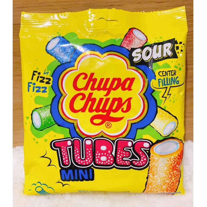 🌈Chupa Chups Tubes Mini Sour🌈 จูปา จุ๊ปส์ เยลลี่ ผลไม้รวม รสเปรี้ยว 90g ...