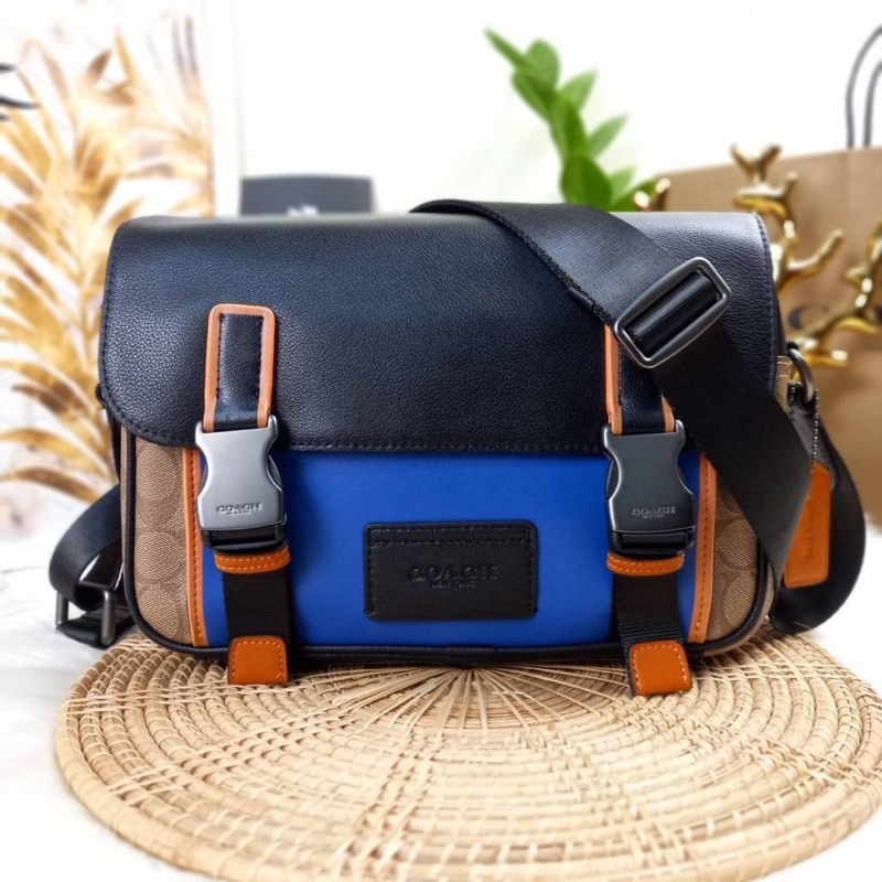 COACH (C2725) TRACK CROSSBODY IN COLORBLOCK SIGNATURE CANVAS | Shopee ...
