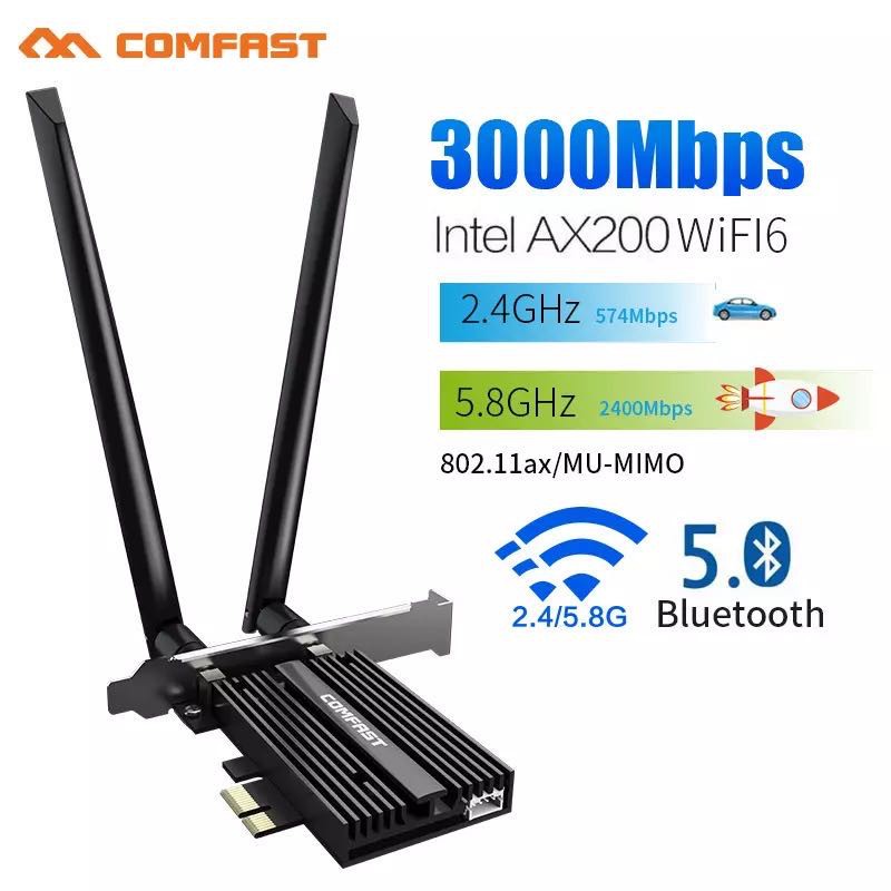 Comfast Intel AX200 Pro AX3000 Wi-Fi 6 (Dual Band 2.4Ghz-574Mbps/5Ghz ...