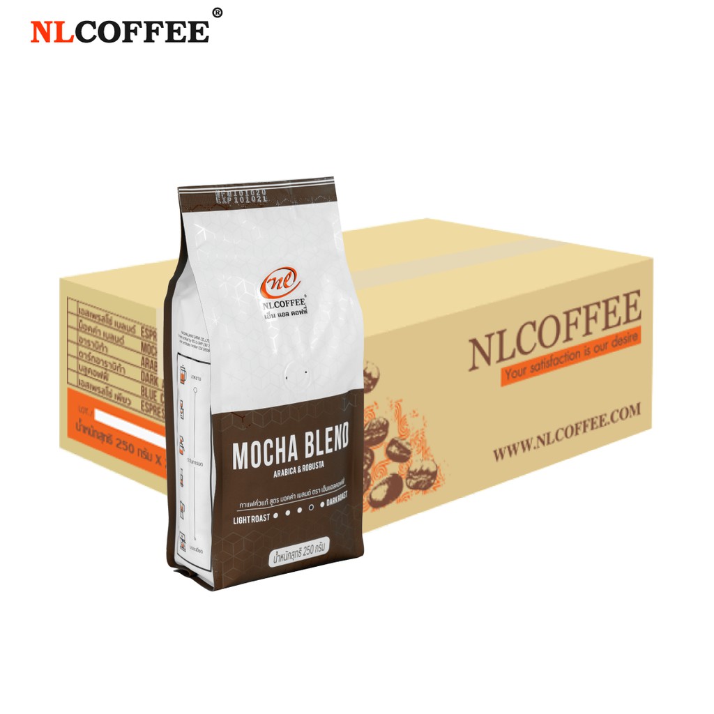 เมล็ดกาแฟคั่ว Mocha Blend by NLCOFFEE (250กรัม 20แพ็ค) กาแฟอาราบิก้าผสมโรบัสต้า | Shopee Thailand