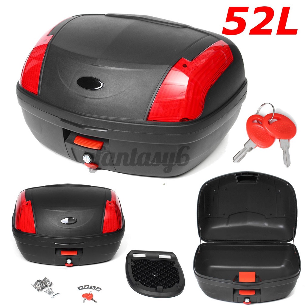 Secure Latch 52L Motorcycle Scooter Topbox Rear Storage Luggage Top Box ...