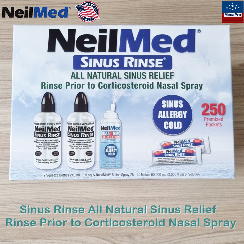 NeilMed® Sinus Rinse Kit Includes 2 bottles, 1 Saline Spray and 250 ...