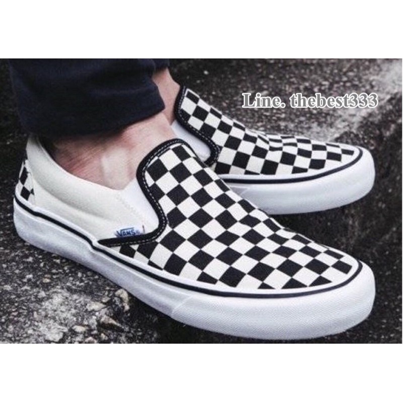 Vans Slip on Checkerboard ครีม-ขาว ดำ ส่งฟรี EMS | Shopee Thailand
