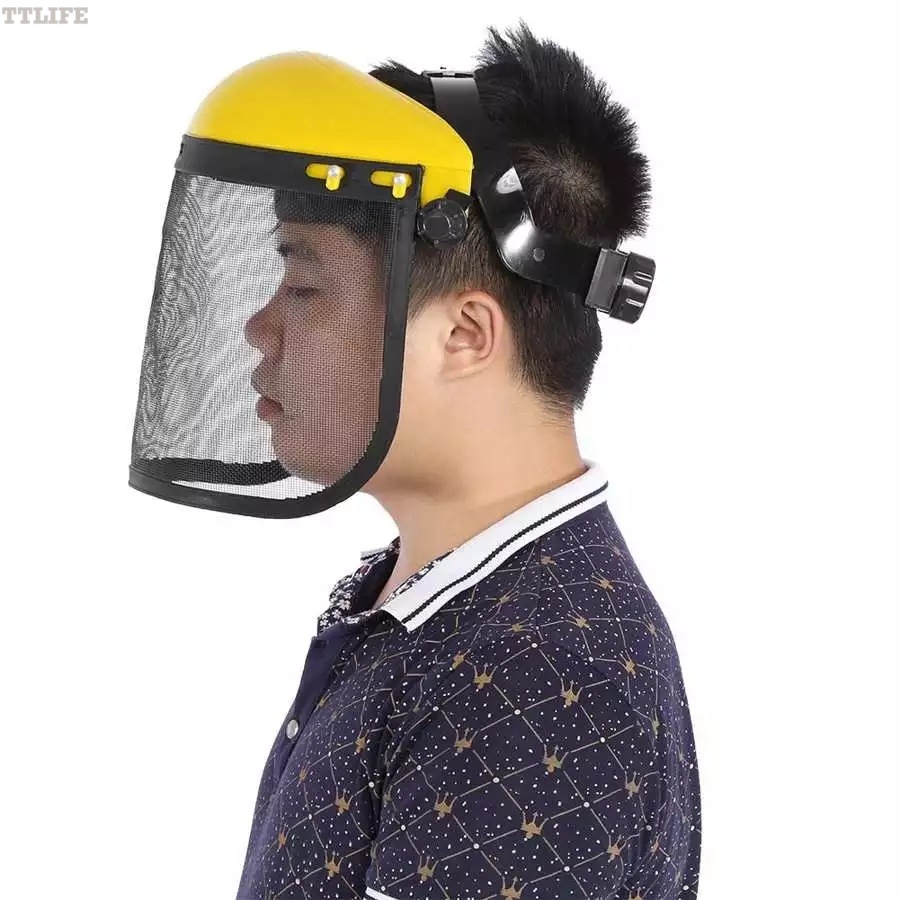 【TT】Safety Helmet Hat with Full Face Mesh Visor for Logging Brushcutter ...