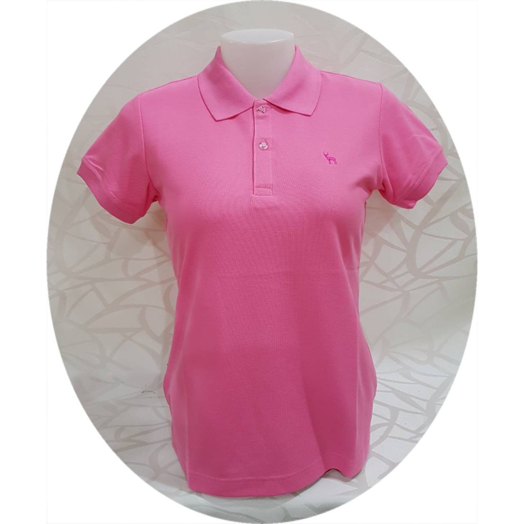 เสื้อโปโล ( polo shirt )แบรนด์ Geeko ตรากวาง สีพื้นหญิง สีชมพู( พื้น ) gkc - 21W | Shopee Thailand