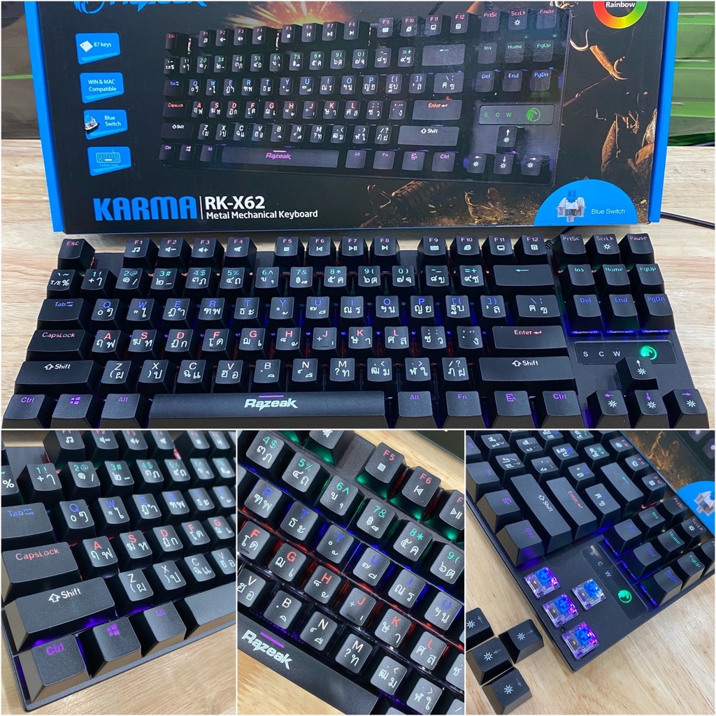 Razeak RK-X62 Metal Mechanical Keyboard Gaming BLUESWITCH กดเสียงดัง ...