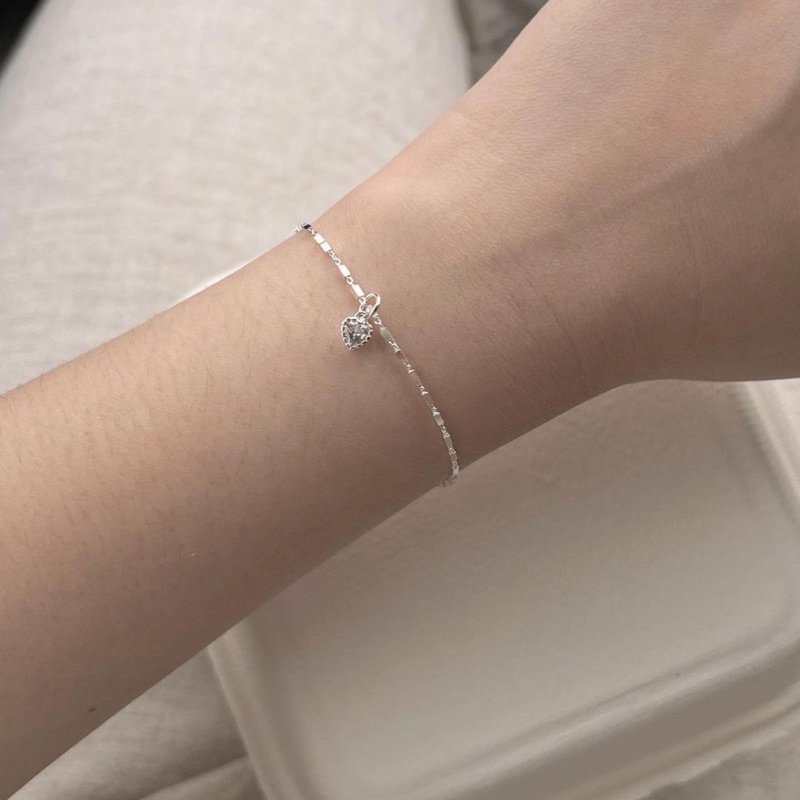 A.piece กำไลข้อมือเงินแท้ จี้หัวใจ [all silver 925] Cutting Crystal heart bracelet | Shopee Thailand