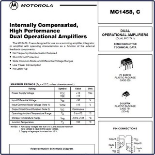 MC1458D MC1458 ( 1458 ) Motorola High-Performance Dual Op-amp NOS ...