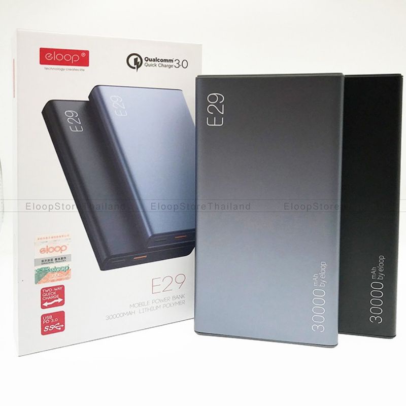 Eloop E29 Power Bank แบตสำรอง ความจุ 30000mAh มีชาร์จเร็ว Quick Charge 3.0 ของแท้รับประกัน 1 ปี ...