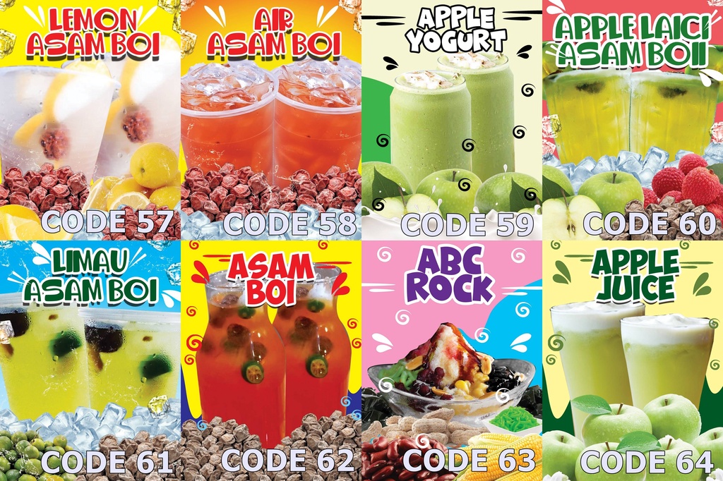สติ๊กเกอร์ Air Balang Stiker Jus Buah Kelap Teh Ais Green Tea Label ...