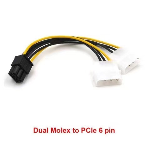 สายแปลง Power 4 Pin x 2 to 6 Pin โมเล็กซ์ อะแดปเตอร์ 6 Pin Pci Express Male To Dual LP4 4 Pin ...