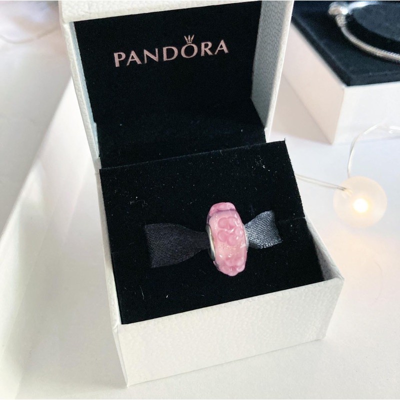 Pandora Pink Flower Murano Glass Charm ชาร์มแพนโดร่ามูราโน่แก้วเป่ารูป ...