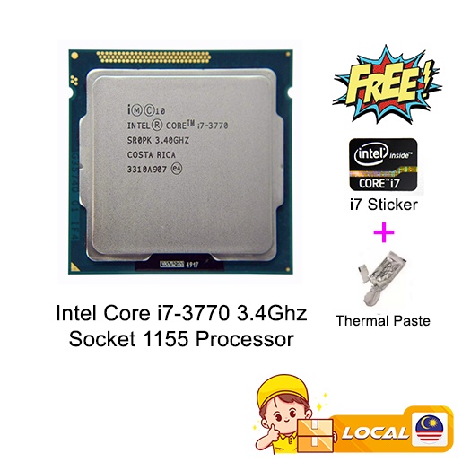 Intel Core i7-3770 3.4Ghz Boost 3.9Ghz CPU โปรเซสเซอร์ LGA1155 3rd Gen ฟรี i7 สติกเกอร์ + วาง ...