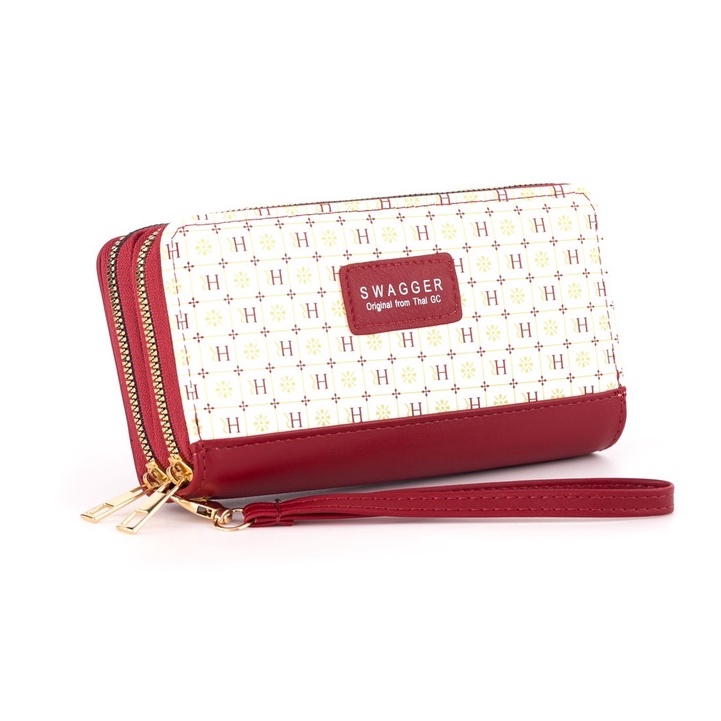 กระเป๋าสตางค์ผู้หญิง กระเป๋าแฟชั่นใบยาวซิปคู่พื้นลาย (GC-020) | Shopee ...