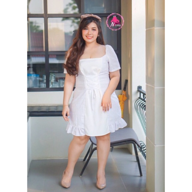 ชุดเดรสสาวอวบ เดรสขาวไซส์ใหญ่ Shopee Thailand