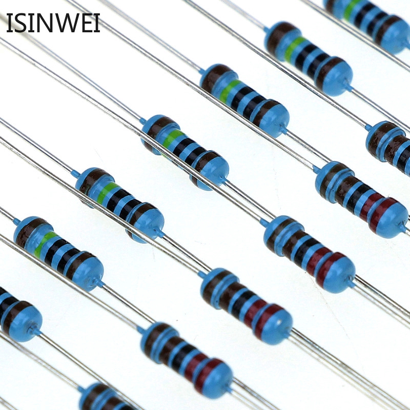 100pcs/lot 1/4W 1% Metal Film Resistor 10R 15R 18R 20R 24R 27R 30R 33R 36R 39R 43R 47R 51R 56R ...