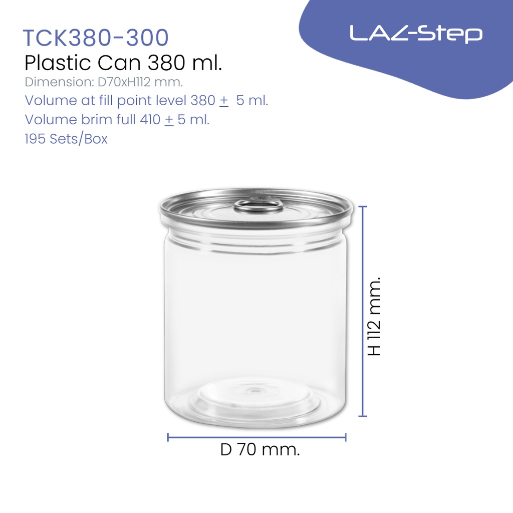 LAZ-Step กระป๋องพลาสติก PET กระป๋องฝาดึง ขนาด 380-300 ml. บรรจุลังละ ...