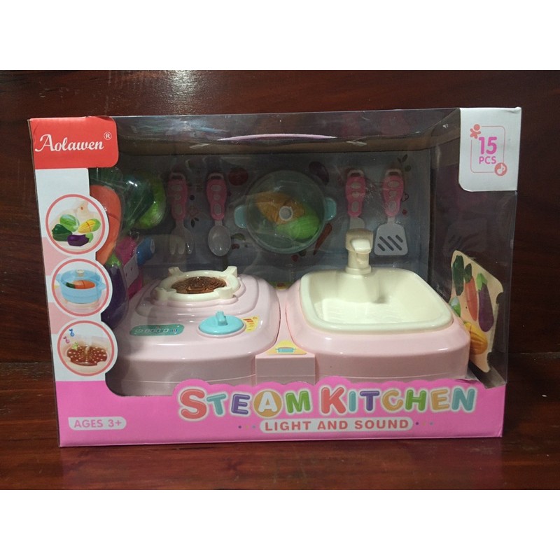 steam kitchen light and sound ครัวของเล่น เตามีควันเป็นไอน้ำ มีไฟ มี ...
