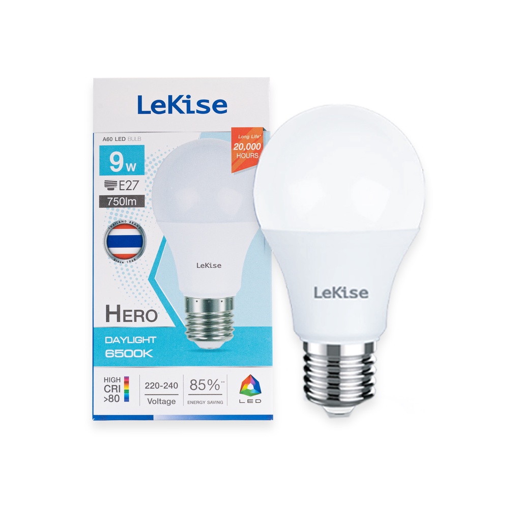 หลอดแอลอีดี LeKise A60 LED BULB 9W E27 DAYLIGHT(6500K) แสงขาว | Shopee Thailand