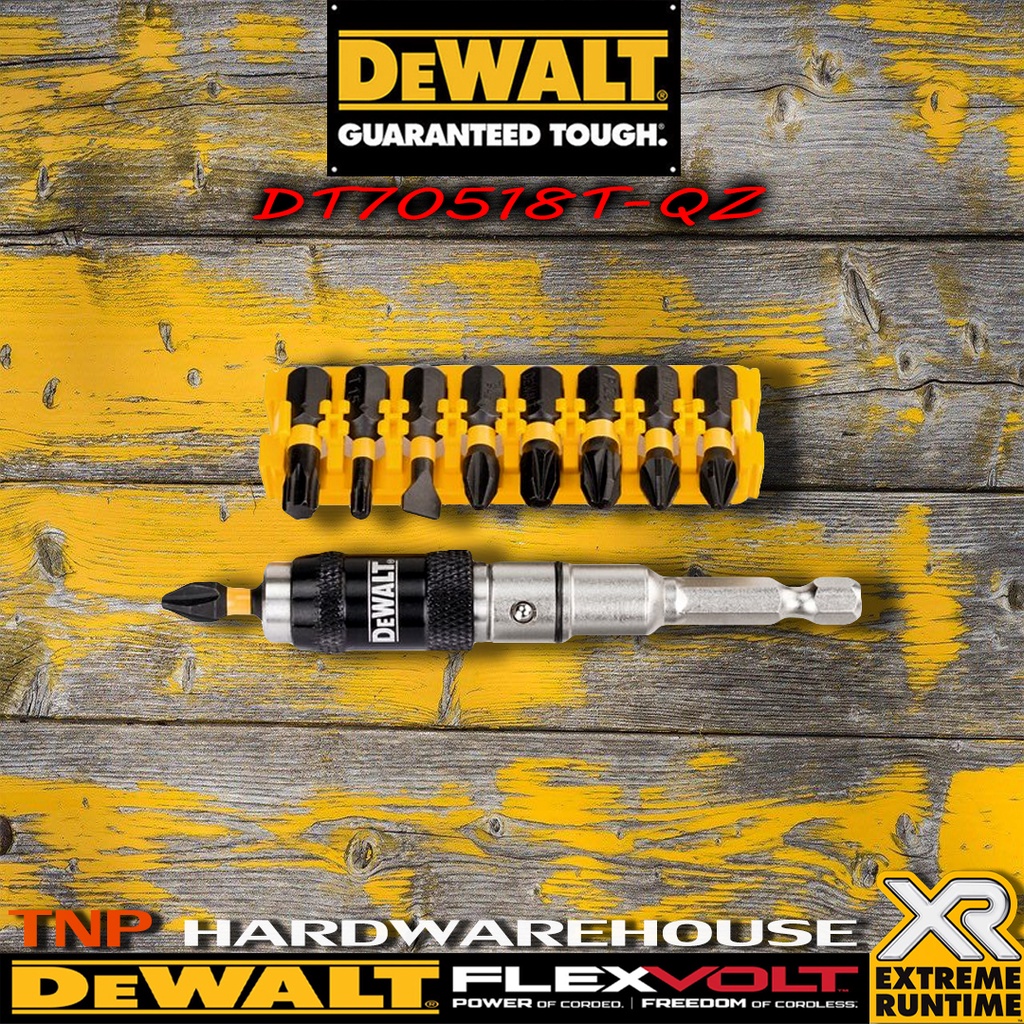 DEWALT ชุดไขควงกระแทก พร้อมหัวจับดอกสว่านแบบหมุนได้ 10 ชิ้น รุ่น ...