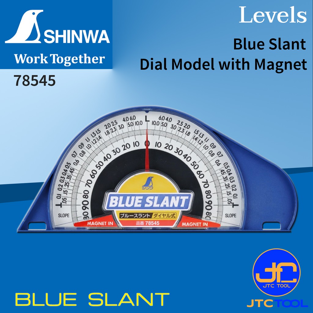 Shinwa เข็มวัดความเอียงฐานแม่เหล็ก - Plastic Blue Slant Level No.78545 ...
