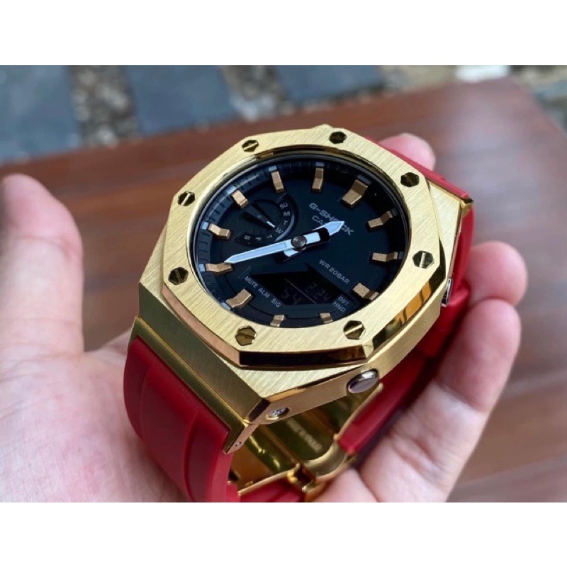 GA2100 Custom กรอบทองสายแดง | Shopee Thailand