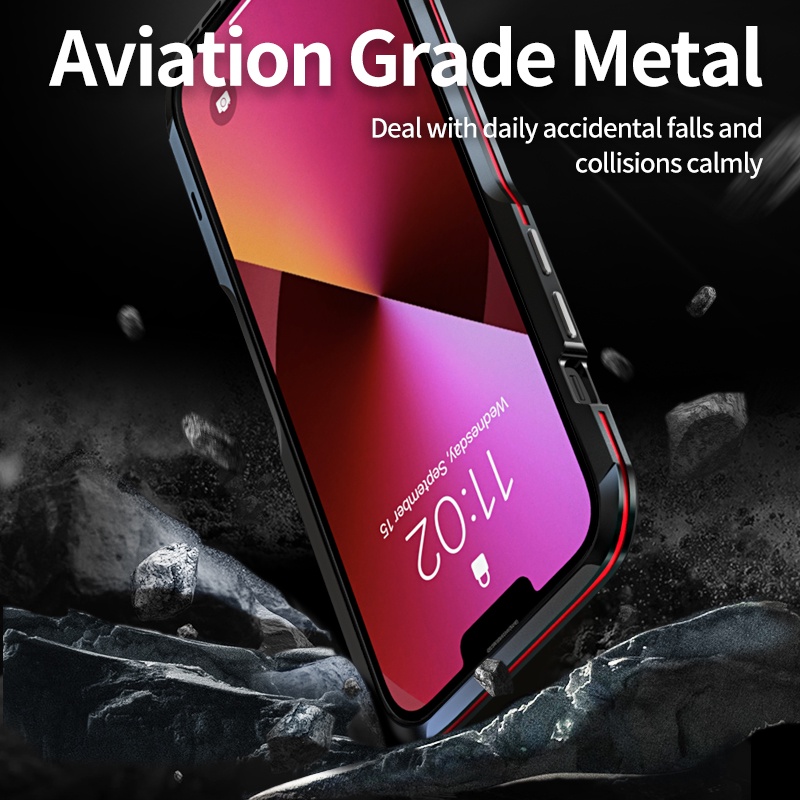 LUPHIE เคส iPhone 14 13 Pro Plus Max รุ่น Metal Bumper Aluminium Frame ...