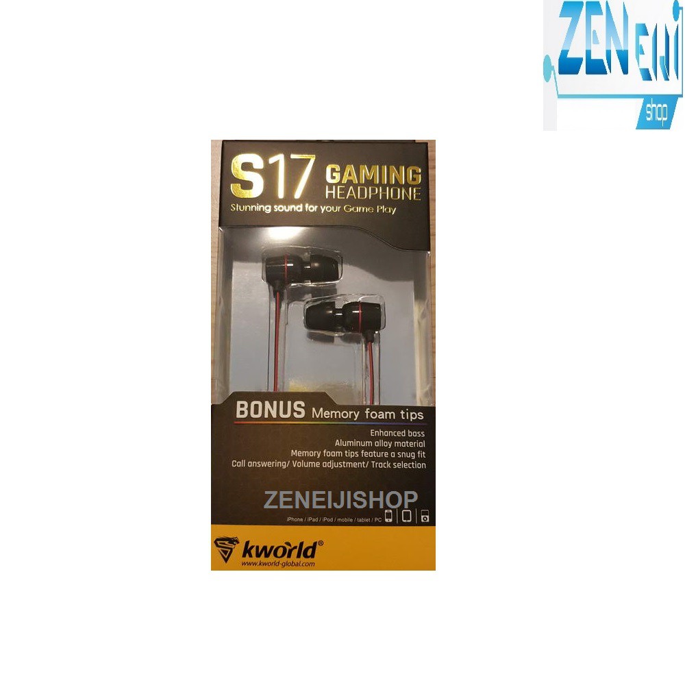 หูฟัง Kworld S17 Gaming Earphones - สีดำแดง | Shopee Thailand