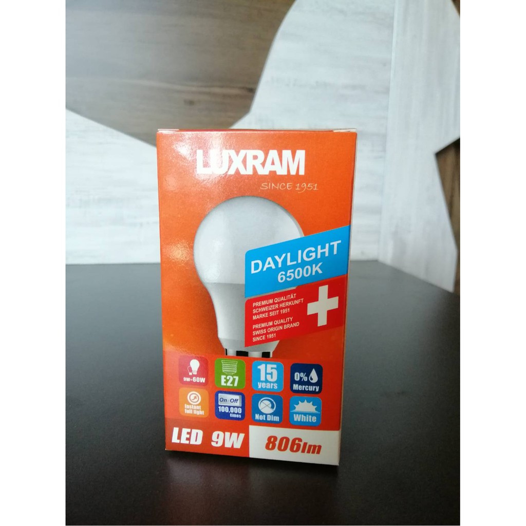 LUXRAM หลอดไฟ LED Bulb 9W 6500K แสง Daylight E27 | Shopee Thailand