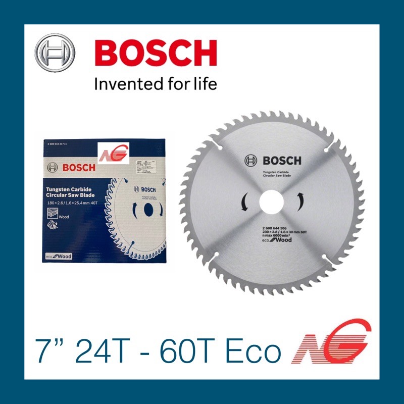 BOSCH บ๊อช ใบเลื่อยวงเดือน 7" 24 ฟัน - 60 ฟัน Eco for Wood | Shopee ...