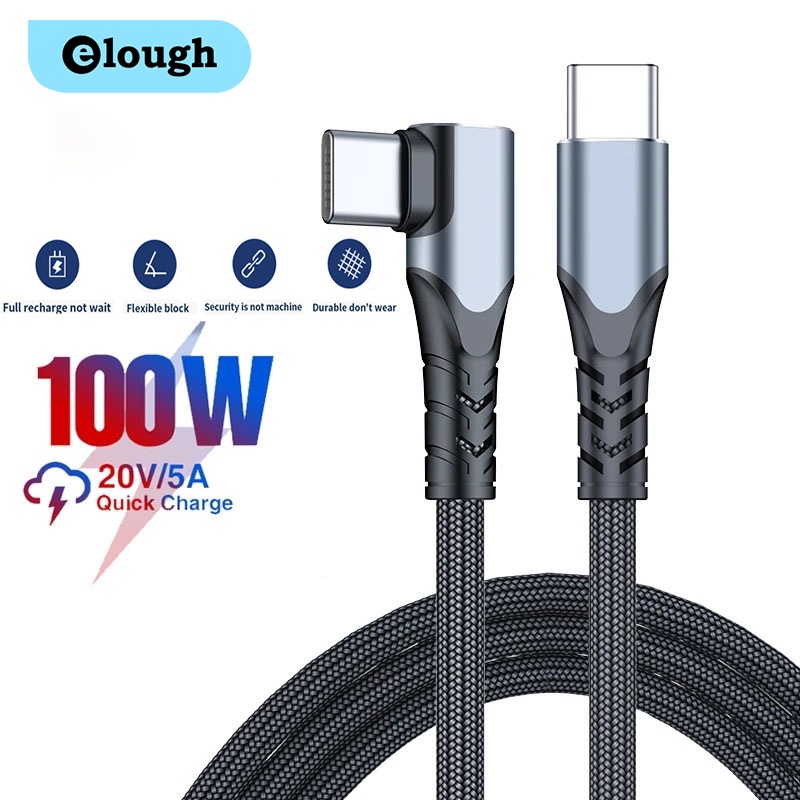 Elough สายเคเบิลชาร์จเร็ว 90 องศา Dual PD 100W USB C เป็น USB C Type C ...