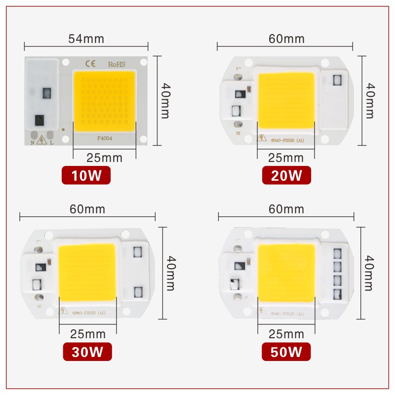 Got Liang ชิปหลอดไฟ LED 10W 20W 30W 50W 110V 220V COB สําหรับไฟสปอตไลท์ Diy | Shopee Thailand