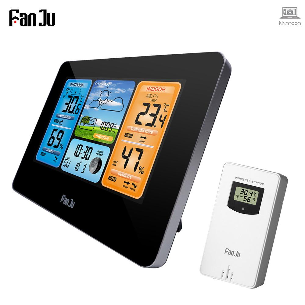 FanJu FJ3373 Multifunction Digital Weather Station LCD Alarm Clock Indoor Outdoor Weather ...
