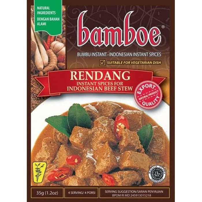 Indonesia Rendang Bamboe / Indonesian Rendang Curry Paste ,35 gram ...