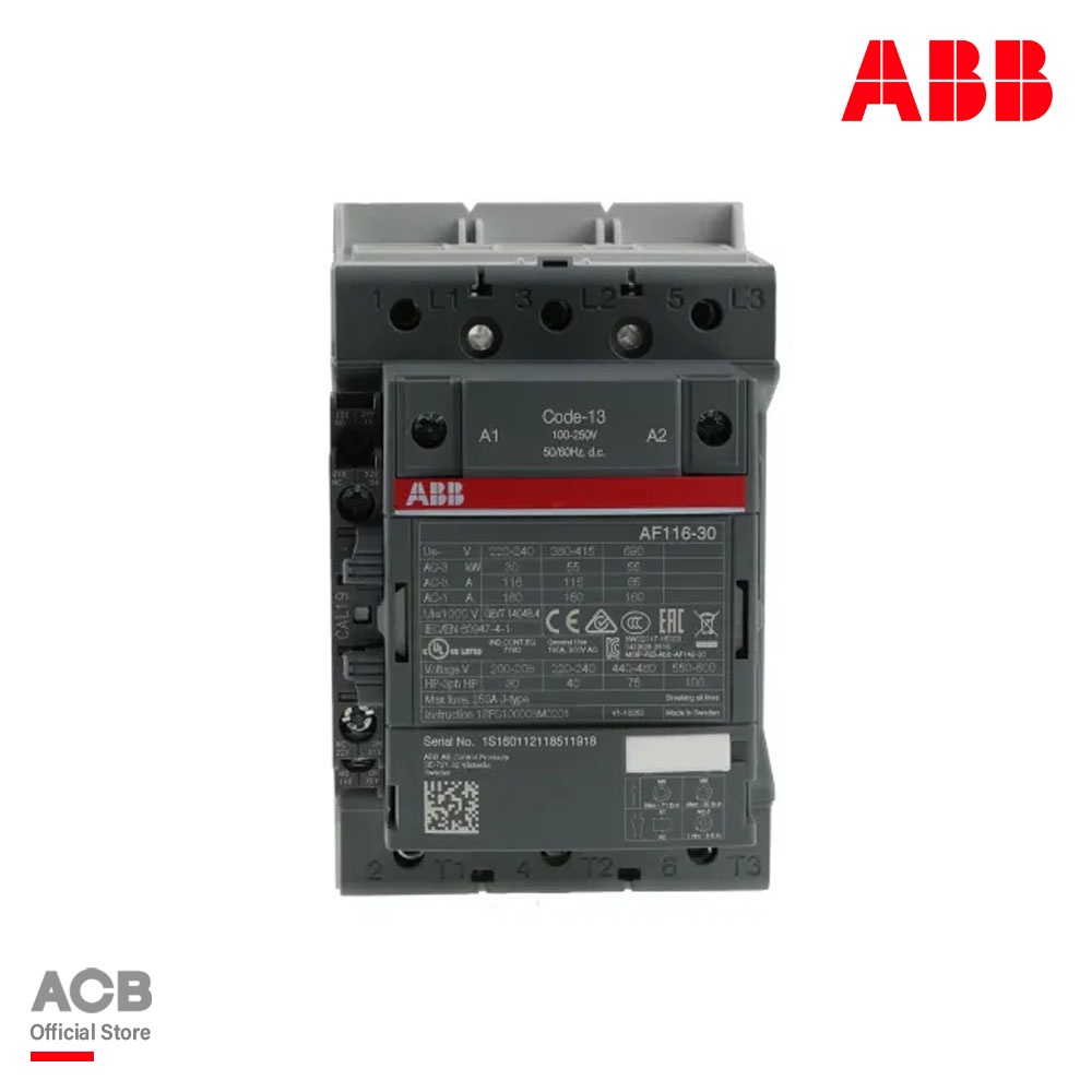 ABB AF Range AF116 3 Pole Contactor - 160 A, 230 V ac Coil, 3NO, 55 kW ...