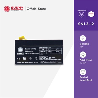 SUNNY SLA 12V 1.3Ah รุ่น SN1.3-12 Battery Sealed Lead Acid เหมาะสำหรับ ไฟ สำรองฉุกเฉิน/UPS ...