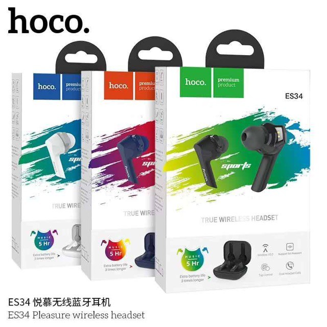 Hoco ES34 ของแท้ 100% หูฟังไร้สาย บลูทูธ V5.0 TWS Pleasure True ...